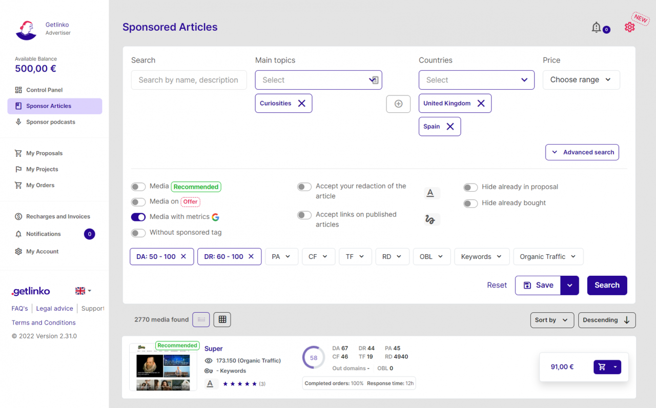 Getlinko | Aumenta la visibilidad de tu marca